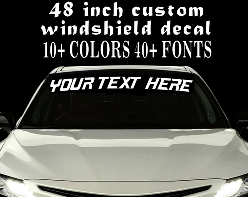 CUSTOM VINYL WINDSHIELD BANNER Lettering Decal Name Sticker Window ...