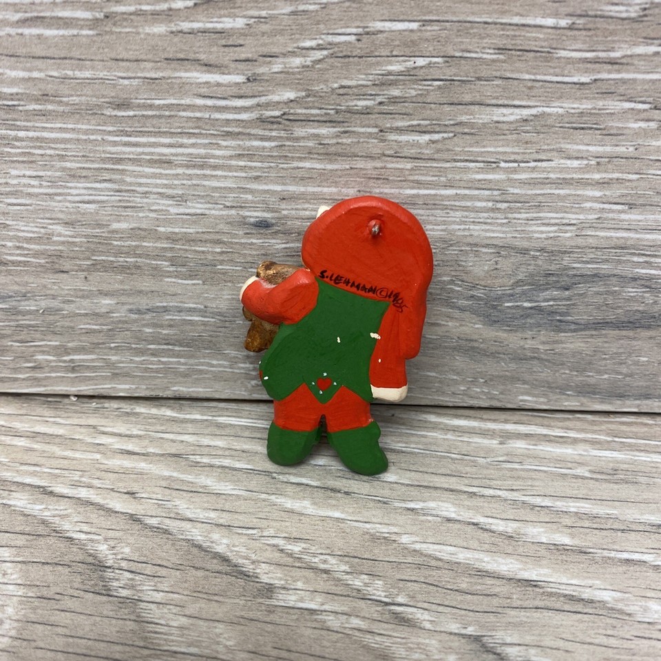 Vintage Clay Pendant Christmas Elf Teddy Bear S Lehman Signed 1985 ...