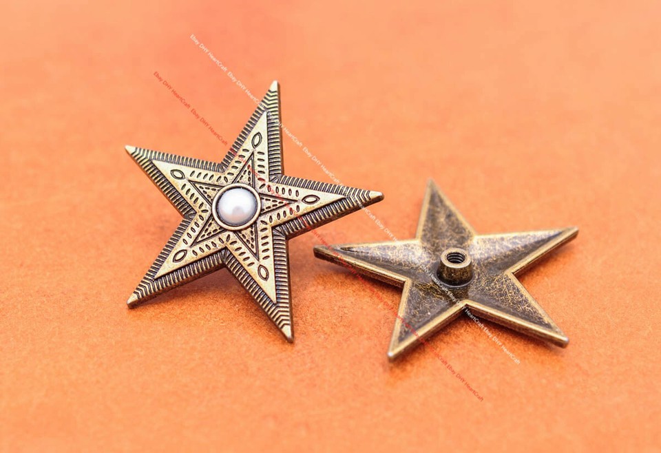 10pcs 42mm Big Retro Brass Cowboy Texas Star Leather Work Craft ...