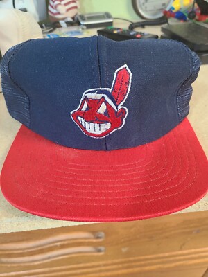 Vtg. Cleveland Indians Chief Wahoo MLB Hat Leader Logos SnapBack Cap ...