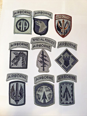 Lot of 9 US Army ACU SSI Patches for Airborne Units with Airborne & SF Tabs | eBay