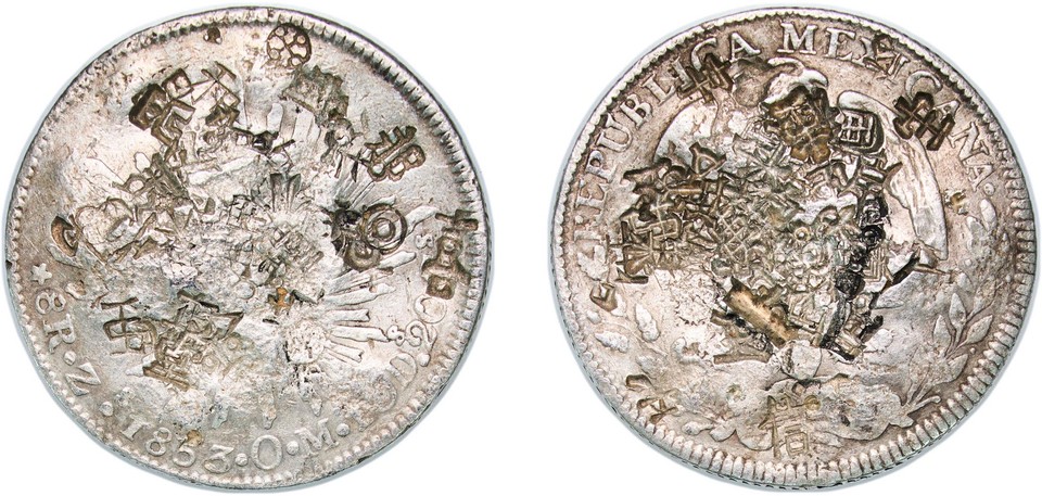 Mexico 1853 Zs OM 8 Reales Silver 903 VF | eBay