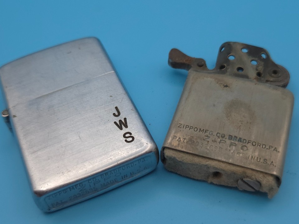 Early Zippo 3 Barrel Hinge Lighter Patent 2032695 Engraved Free ...