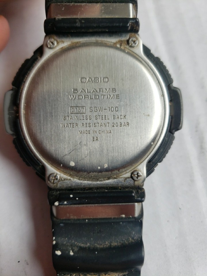 Casio Pathfinder Twin Sensor Watch Digital 3157 SGW-100 200M Compass ...