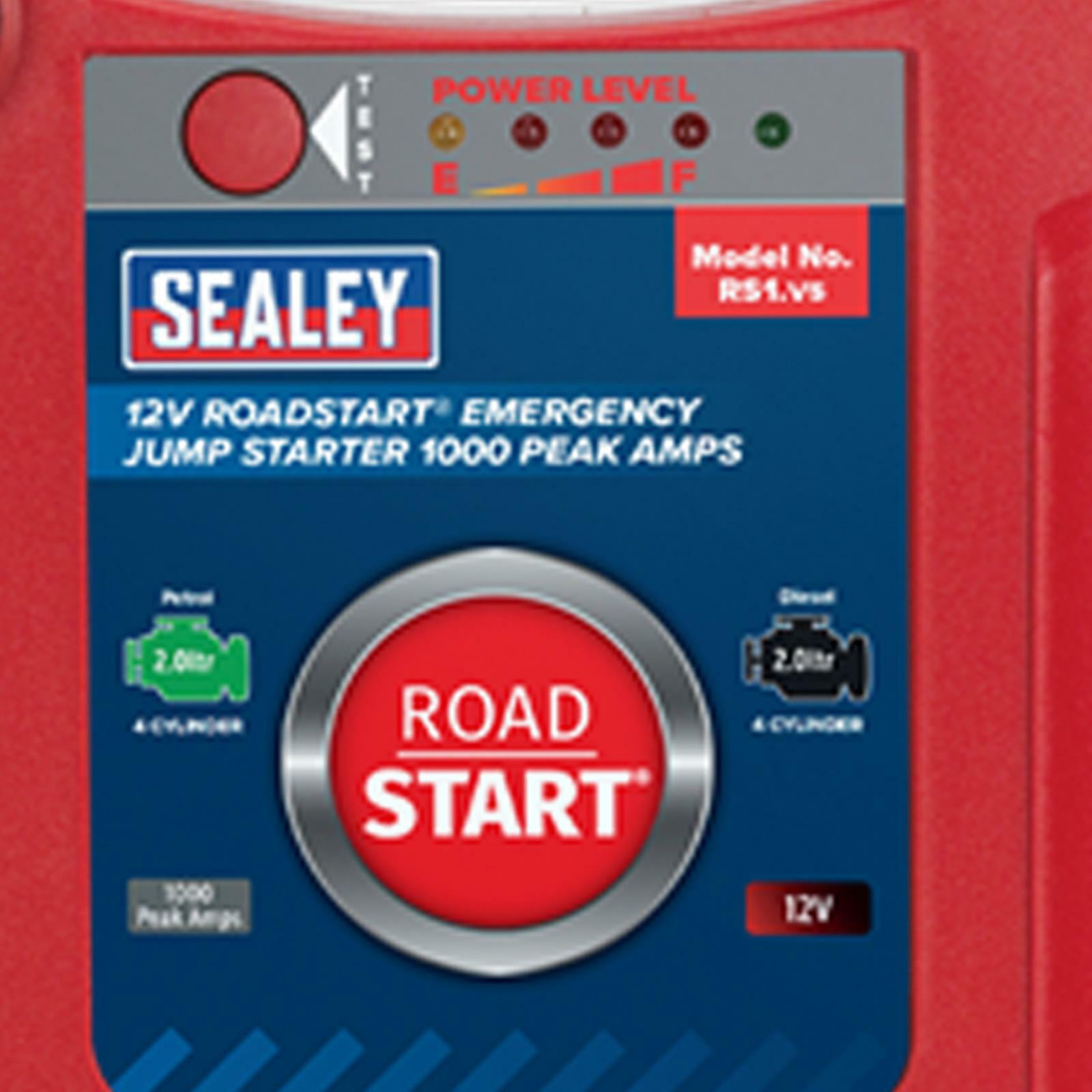 Sealey RoadStart Emergency Jump Start Battery Power Pack 12V 1000 Peak ...