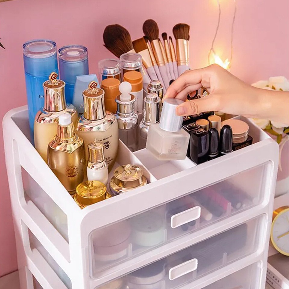 Large Plastic Beauty Box Make Up Storage Drawers Cosmetic Organizer ...