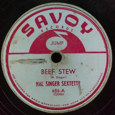 Hal Singer Sextet - Beef Stew / One For Willie (Shellac, 10", Promo ...