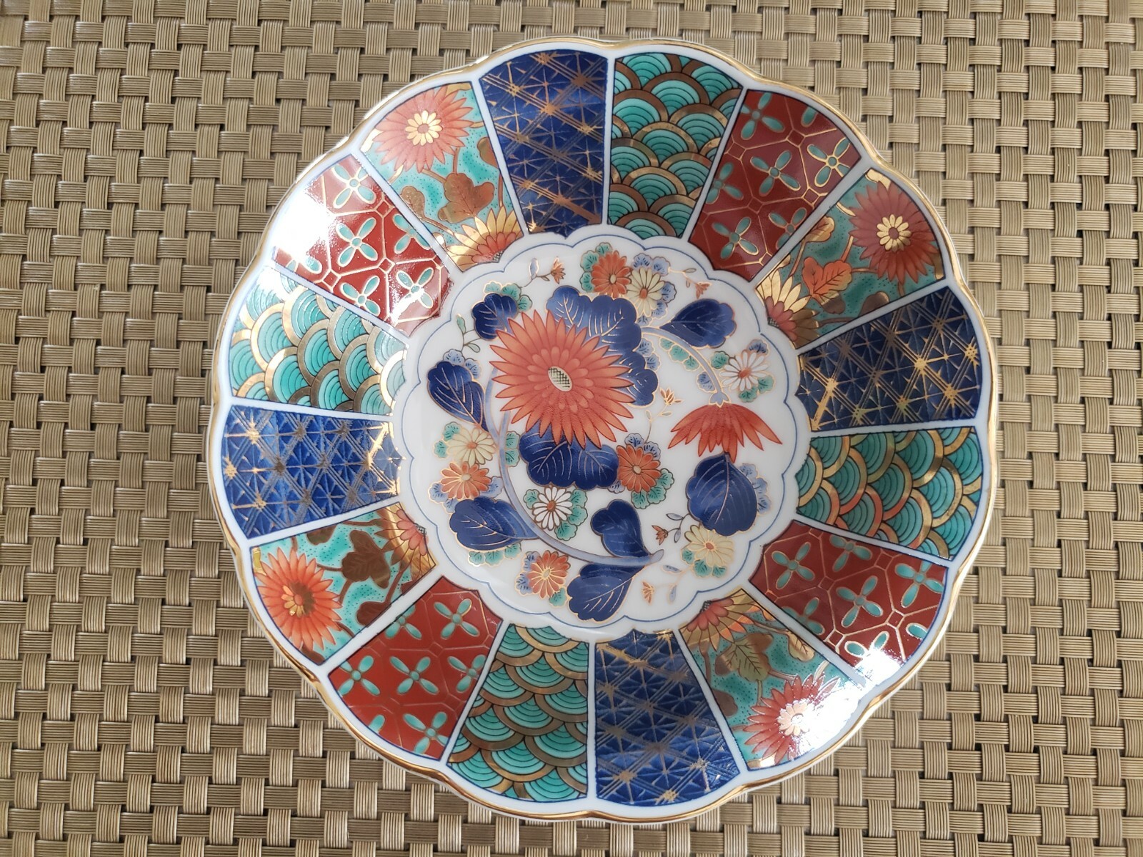 Vintage Lushan Library Gold Trim Flowers Fine China Porcelain Soup Bowl ...