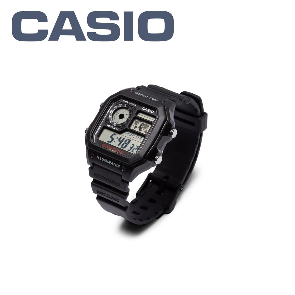 CASIO ROYALE AE-1200WH-1A World Time Digital Watch 100m (10ATM) | eBay