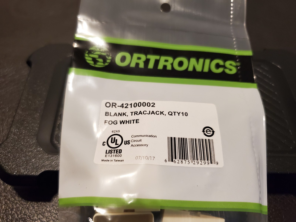 Lot of 250 ORTRONICS OR-42100002 TracJack Blank Module 25 Pkgs of 10 ...