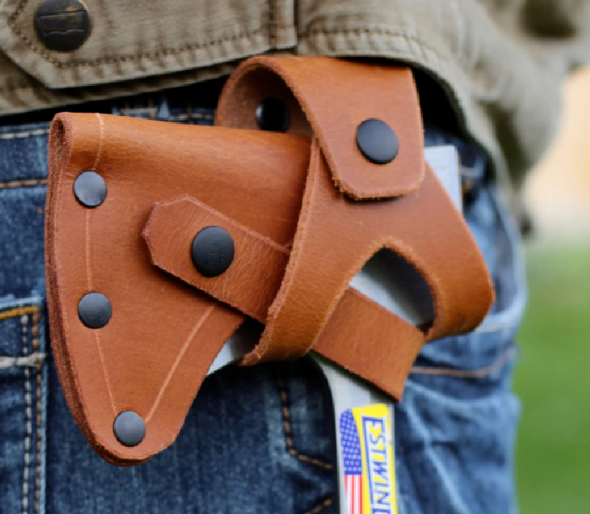 Men waist holster tool axe chopper hammer belt loop hold Cow Leather ...