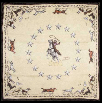 Wyoming Traders Wild Rag Cowboy Mustang Ivory Silk Scarf - 34.5" | eBay