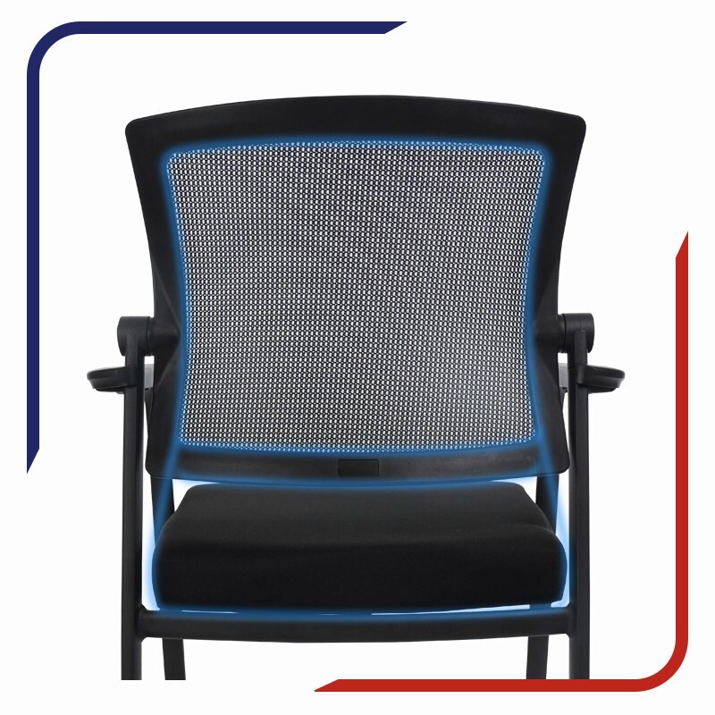 Office Reception Guest Chair Wheels Adjustable Mid Mesh Back Stacking ...