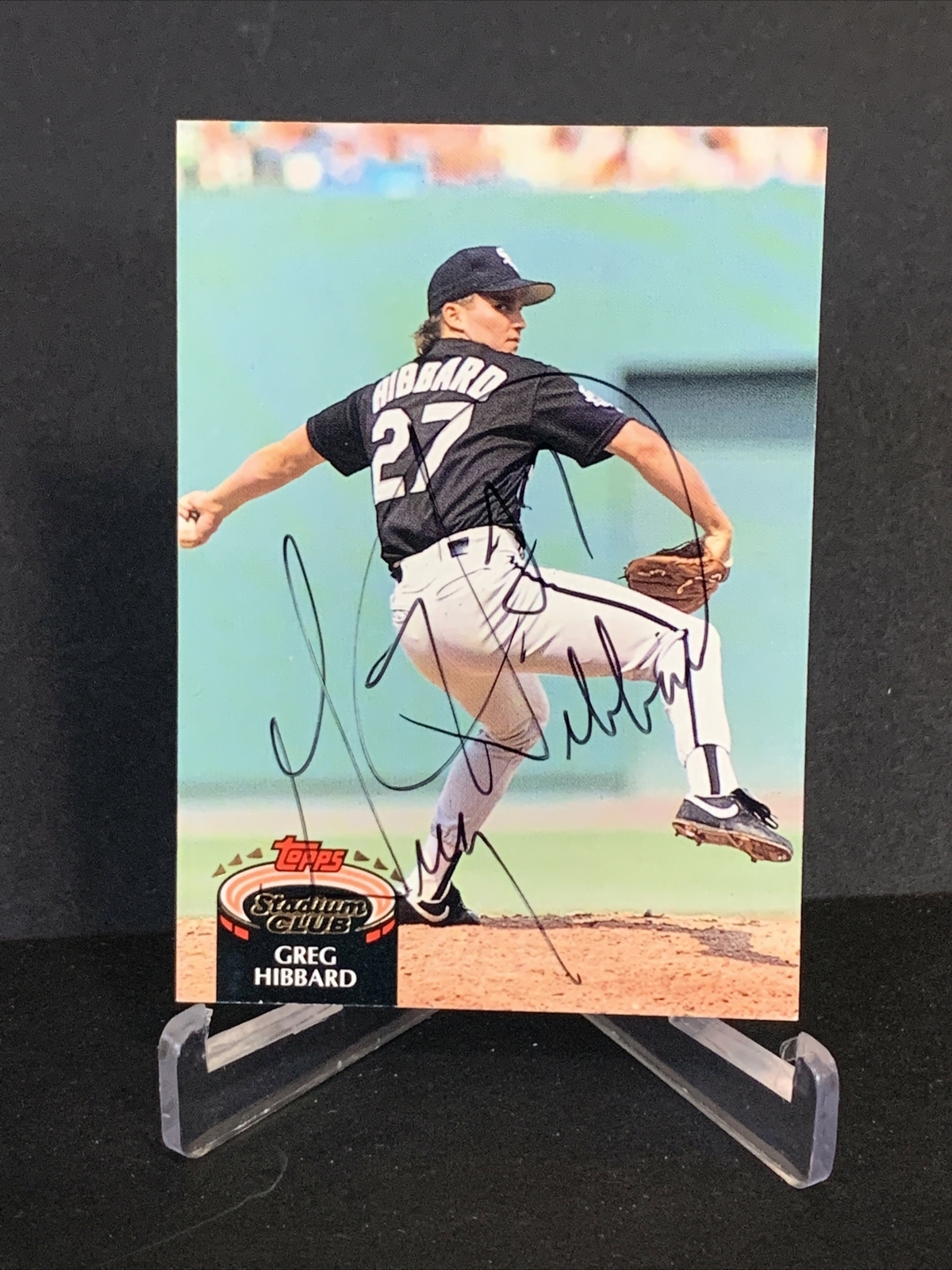 GREG HIBBARD 1992 TOPPS STADIUM CLUB 586 Signed Autographed Baseball ...
