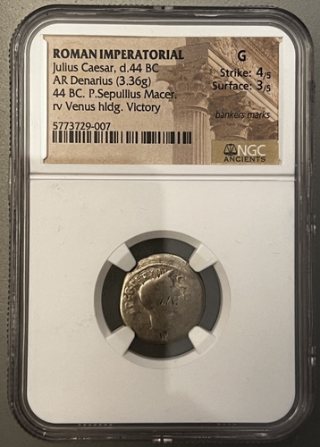 Julius Caesar Lifetime Portrait Coin, AR Denarius 44 BC, Sepullius ...