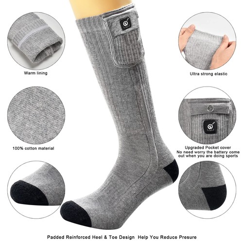 Upgraded Rechargeable Electric Heated Socks,7.4V 2200mAh Battery ...