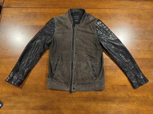 AllSaints Mens JENKO Suede Leather Bomber Jacket MEDIUM Biker All ...