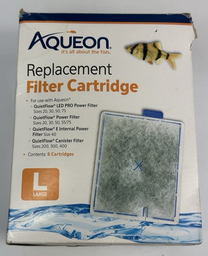Aqueon Large Filter Cartridges 6 Pack Sealed Fits QuietFlow 20-75 200 ...