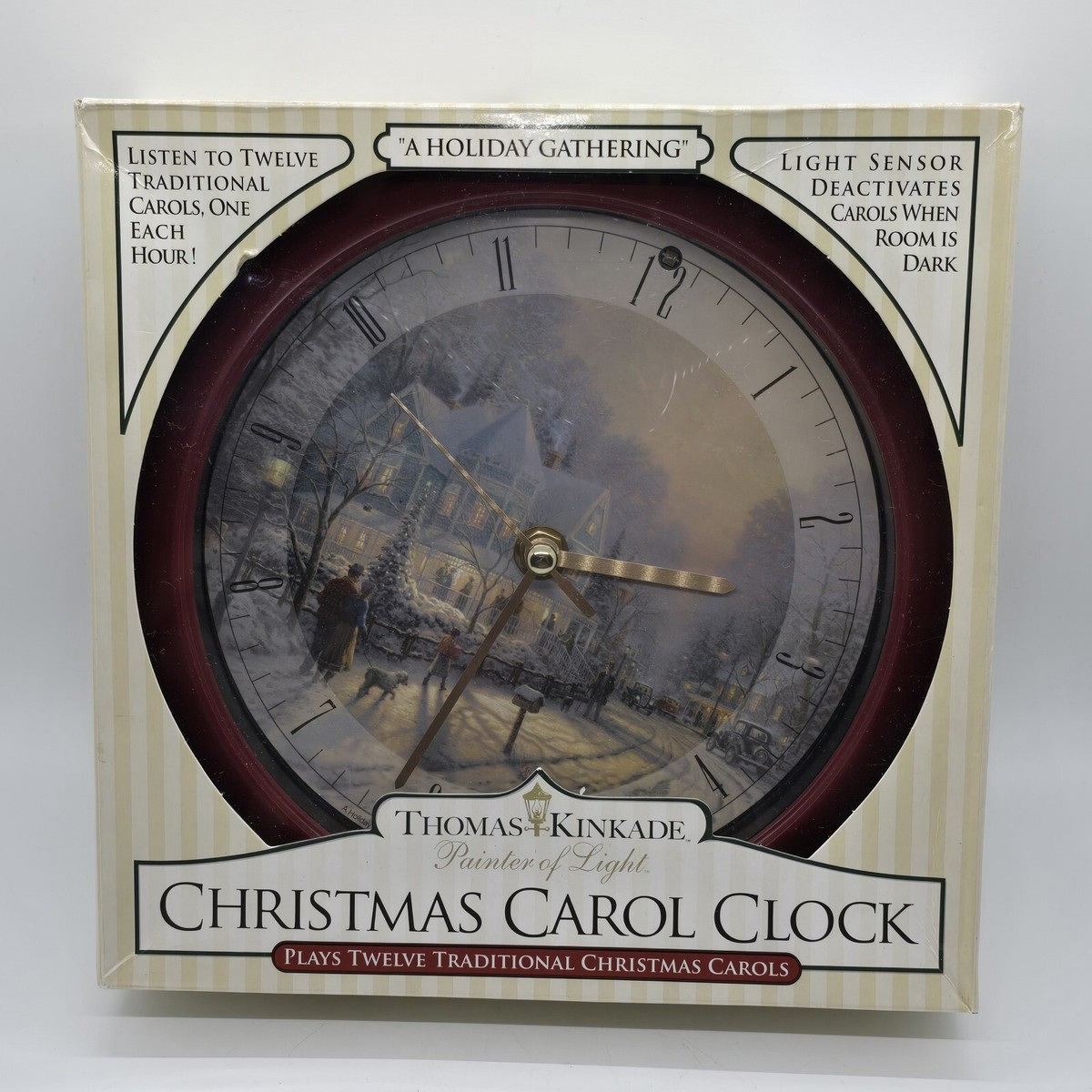 Christmas Clocks With Carols VINTAGE Mark Feldstein Snowman Musical 8"