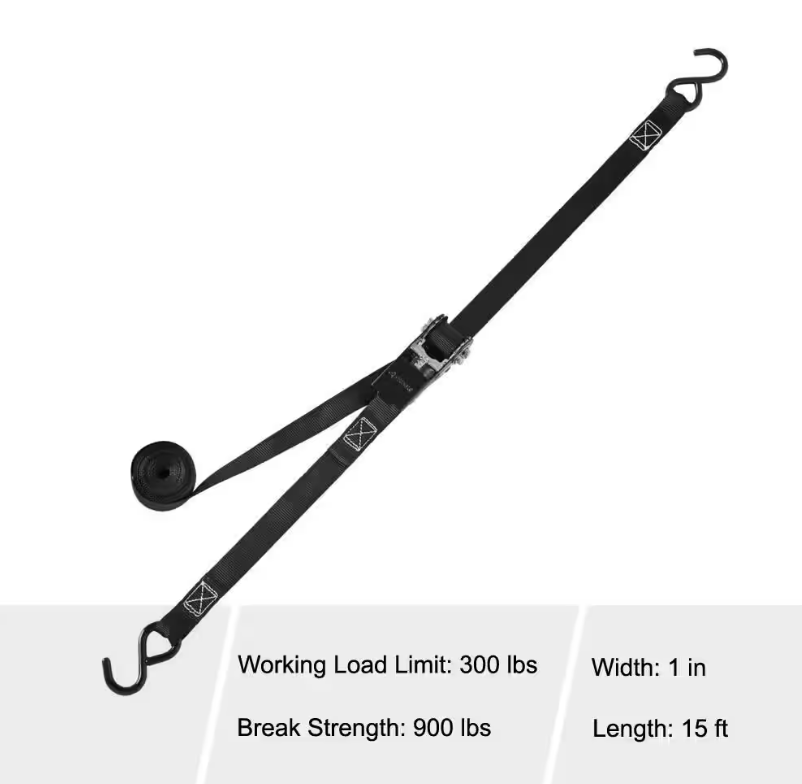 Husky 15 ft x 1 in Ratchet Tie Down Strap with S-Hook - Heavy Duty ...