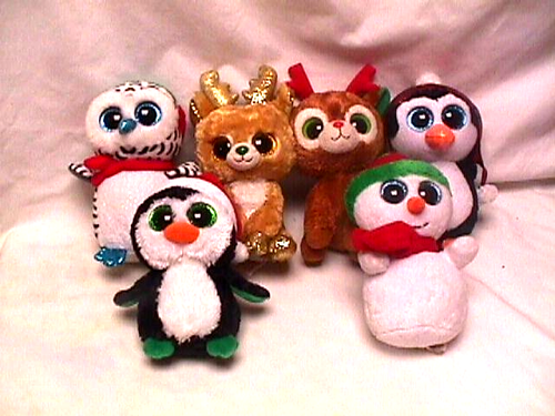 Lot 6 Ty CHRISTMAS Beanie Boo COMET Glitzy SCOOPS Gale IGLOO Nester 6 ...