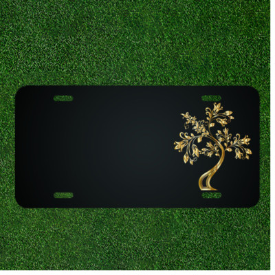 Custom Personalized License Plate With Add Names To Golden Flower Tree ...