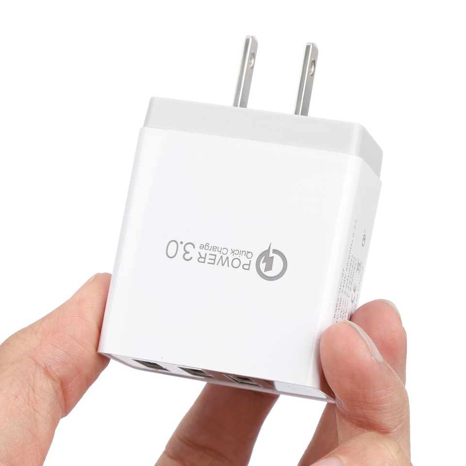 5 Pack 3 Port Fast Charging Block QC 3.0 USB Cube Wall Charger Adapters ...
