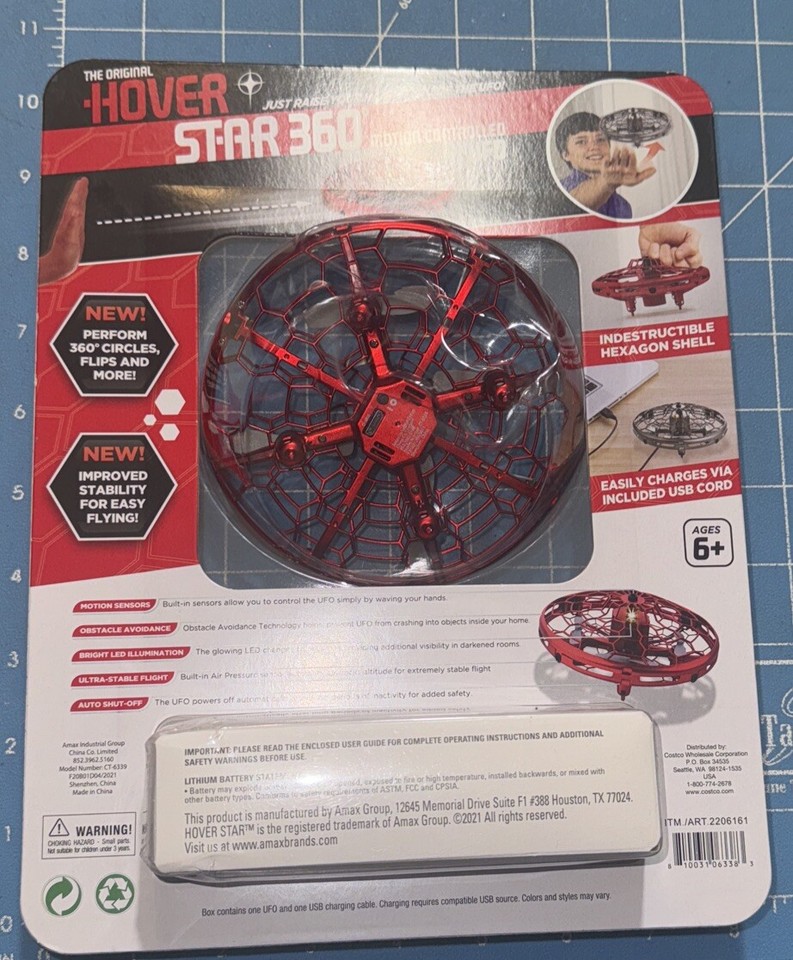 Original Hover Star 360 Motion Controlled UFO Red Ages 6+ Indoor ...