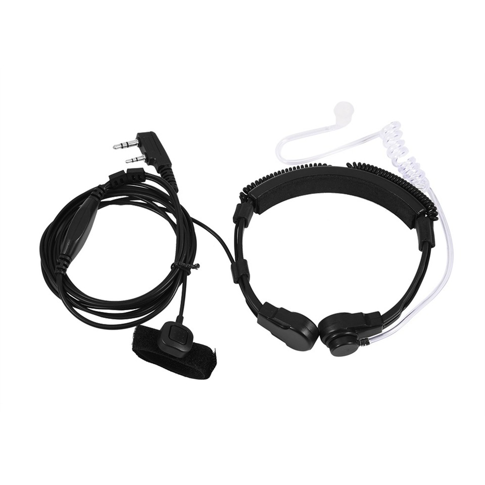 Throat Mic Headset Acoustic Tube Earpiece PTT For UV5R 2‑Way Radio Wa ...