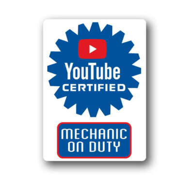 YouTube Certified Mechanic 5" Tall Sticker - On Duty Vinyl Decal ASE ...