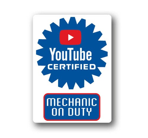 YouTube Certified Mechanic 5" Tall Sticker - On Duty Vinyl Decal ASE ...