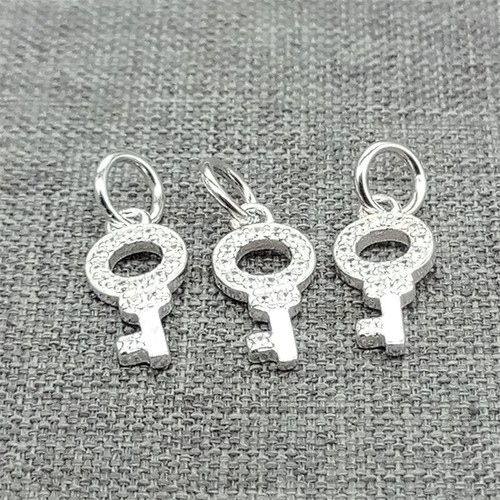 5pcs of 925 Sterling Silver Shiny Key Charms w/ Zircon for Bracelet ...