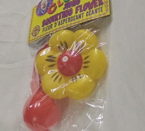 Yellow Jumbo Squirt Flower clown water gag funny comedy joke costume ...