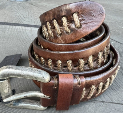 Robins Jean Hand Made Leather Belt Hand Woven Through 100% Hand Made In ...