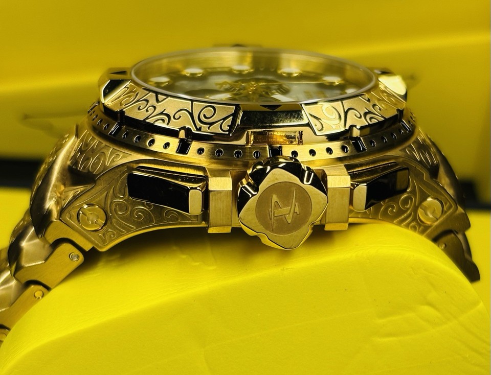 Invicta Reserve Excursion Etched Chronograph MOP Dial Gold Tone Watch -REF.17859 | eBay