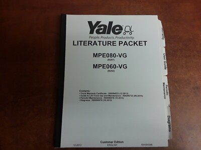 YALE Literature Packet MPE060-VG (B287) MPE080-VG (B292), 2013 ...