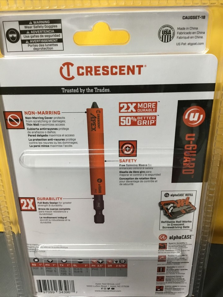 Crescent Apex Crescent Apex U-Guard Bit Caugset Set 18 Piece NEW ...