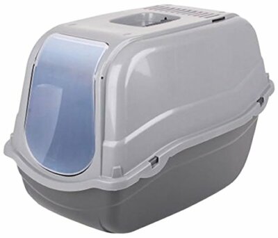 Cat Litter Box Flip Cat Litter Tray Dark Grey Box Hooded Toilet Pet ...