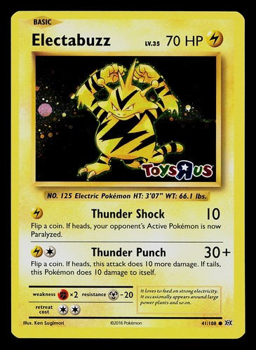 Pokemon Card - Electabuzz XY Evolutions 41/108 Toys R Us Promo Cosmos ...