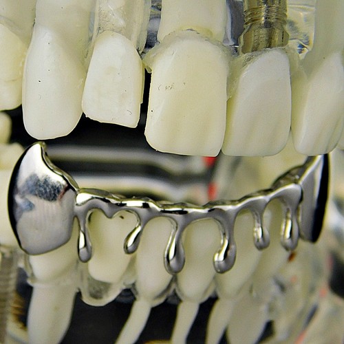 Fang Drip Grillz Bottom Teeth Silver Tone Vampire Fangs Hip Hop ...