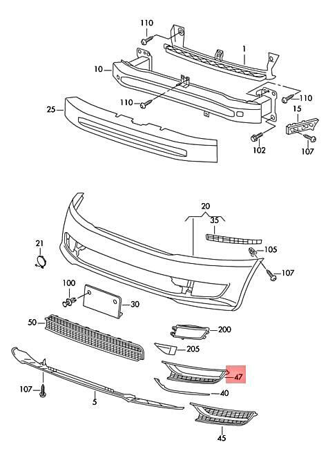 AIR GUIDE GRILLE FOR MODELS WITH FOG LAMPS SATIN BLACK 561853665D9B9 NO ...