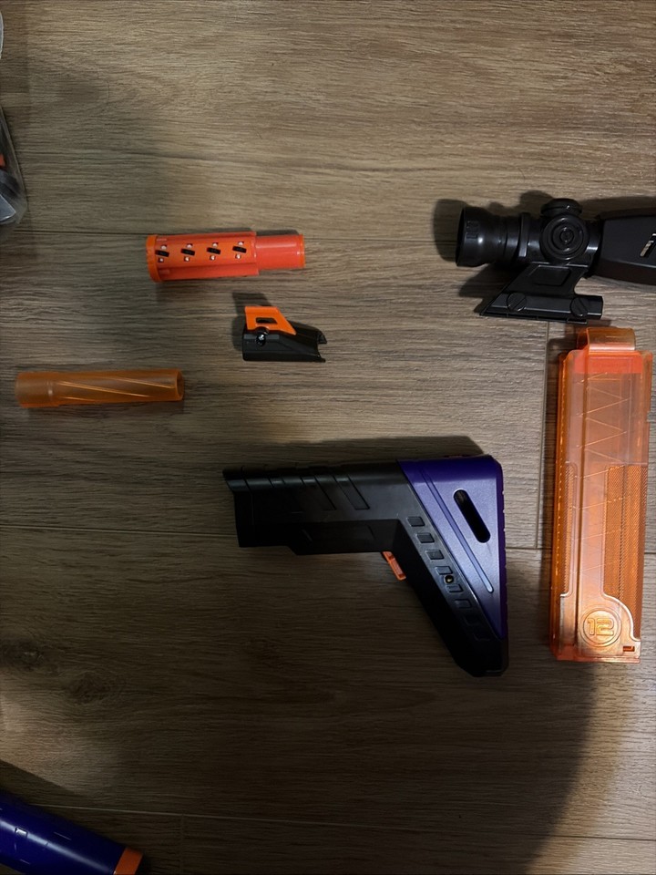 Toy foam blaster Magazine Clip, Scope, Stock, Sight, And Barrels + 50 ...
