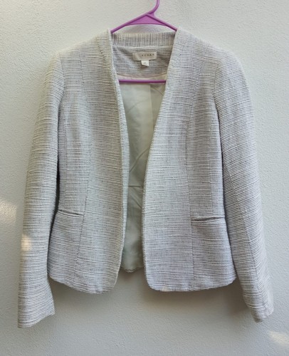 KENAR Blazer Nordstrom Womens Long Sleeve Striped Linen Career Jacket ...