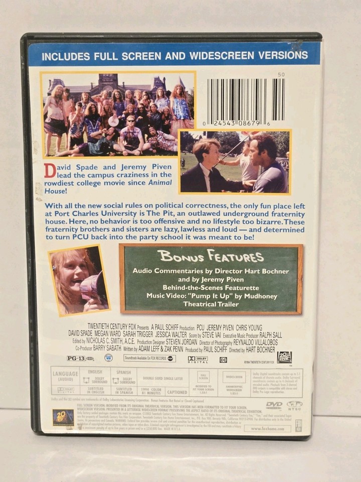 PCU (DVD, 1994, w/Insert) Jeremy Piven & David Spade | eBay