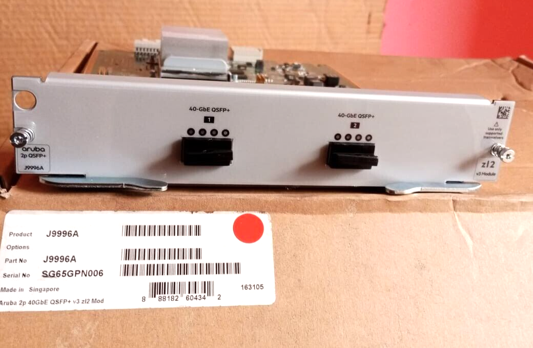 1PC-HPE Aruba J9996A 2P 40GBE QSFP+ V3 ZI2 MODULE USED WITH 5400R ...