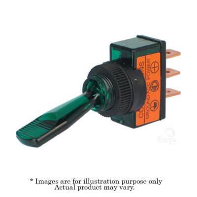 NARVA 12V Green Illuminated Push on Terminal Off/On SPST Toggle Switch ...