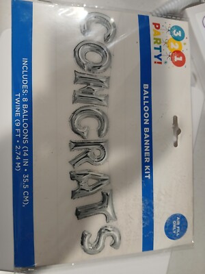 New 321 PARTY! Congrats Silver Balloon Banner Kit 8 Pieces | eBay