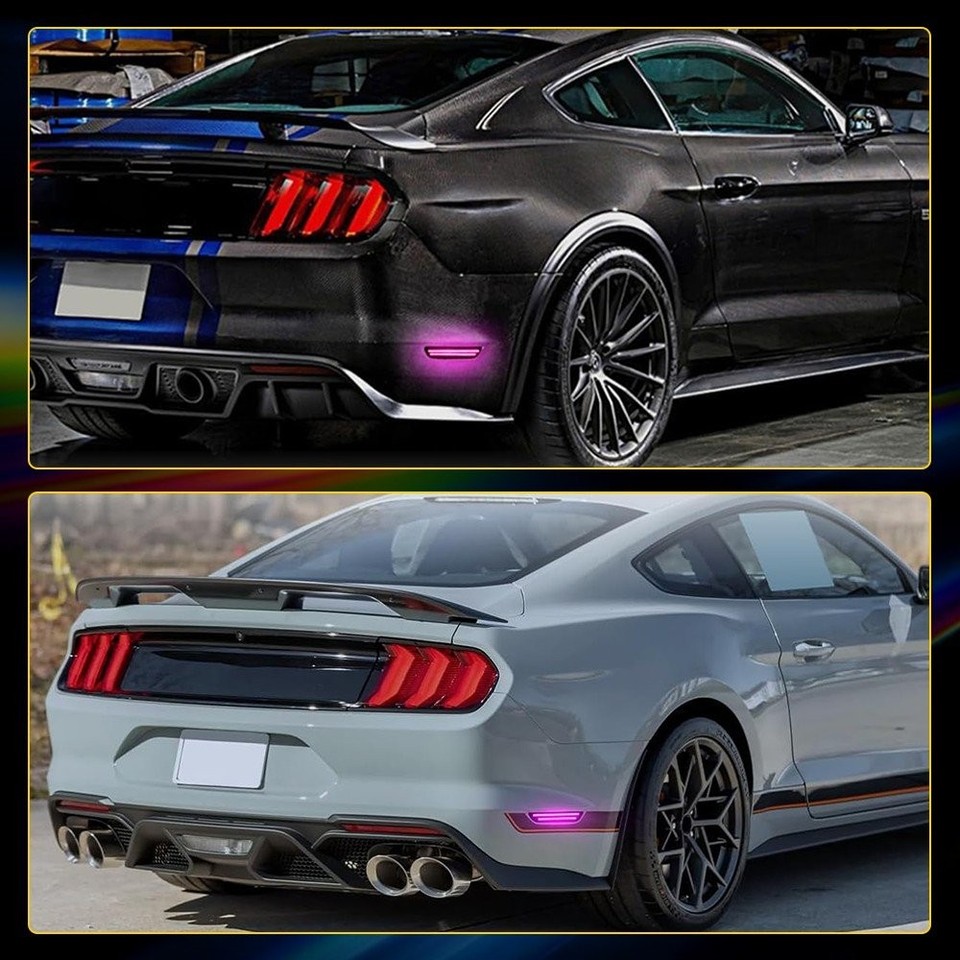 2-20 Rear Bumper LED Side Marker Light for 2015-23 Ford Mustang Pink ...