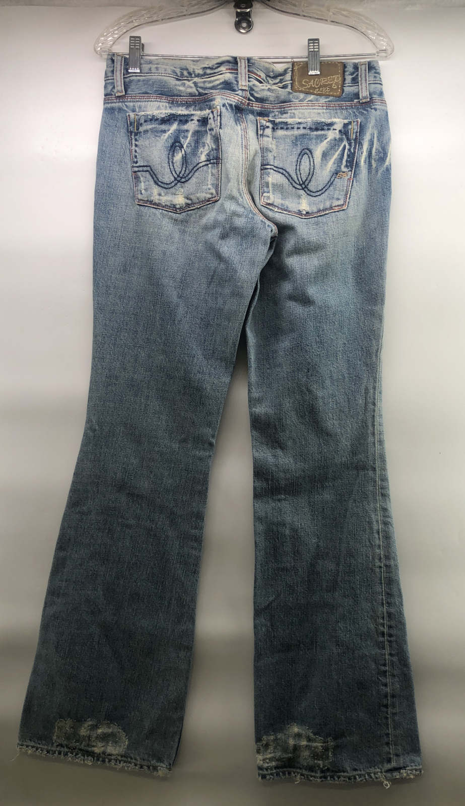 Sacred Blue Low Rise Flare Boot Cut Distressed Cotto… - Gem