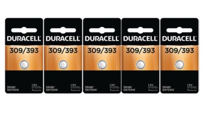 5 309/393 Duracell Silver Oxide Batteries (G5, SR48, G5A, SR754, SR754W ...